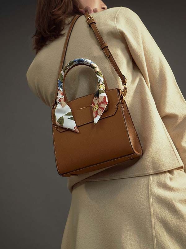 Túi Xách Nữ Charles & Keith CNK Scarf-Wrapped Top Handle Bag Camel Màu ...