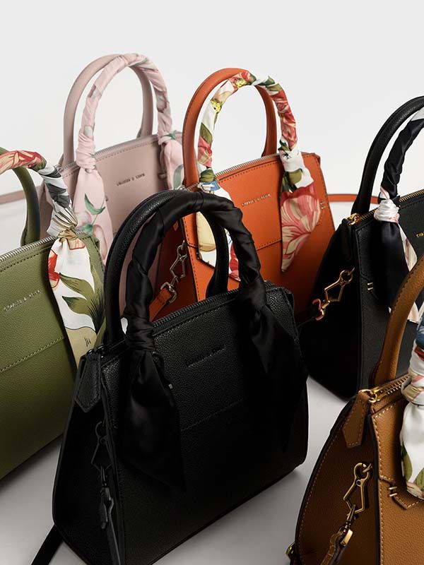 Túi Xách Nữ Charles & Keith CNK Scarf-Wrapped Top Handle Bag Camel Màu ...