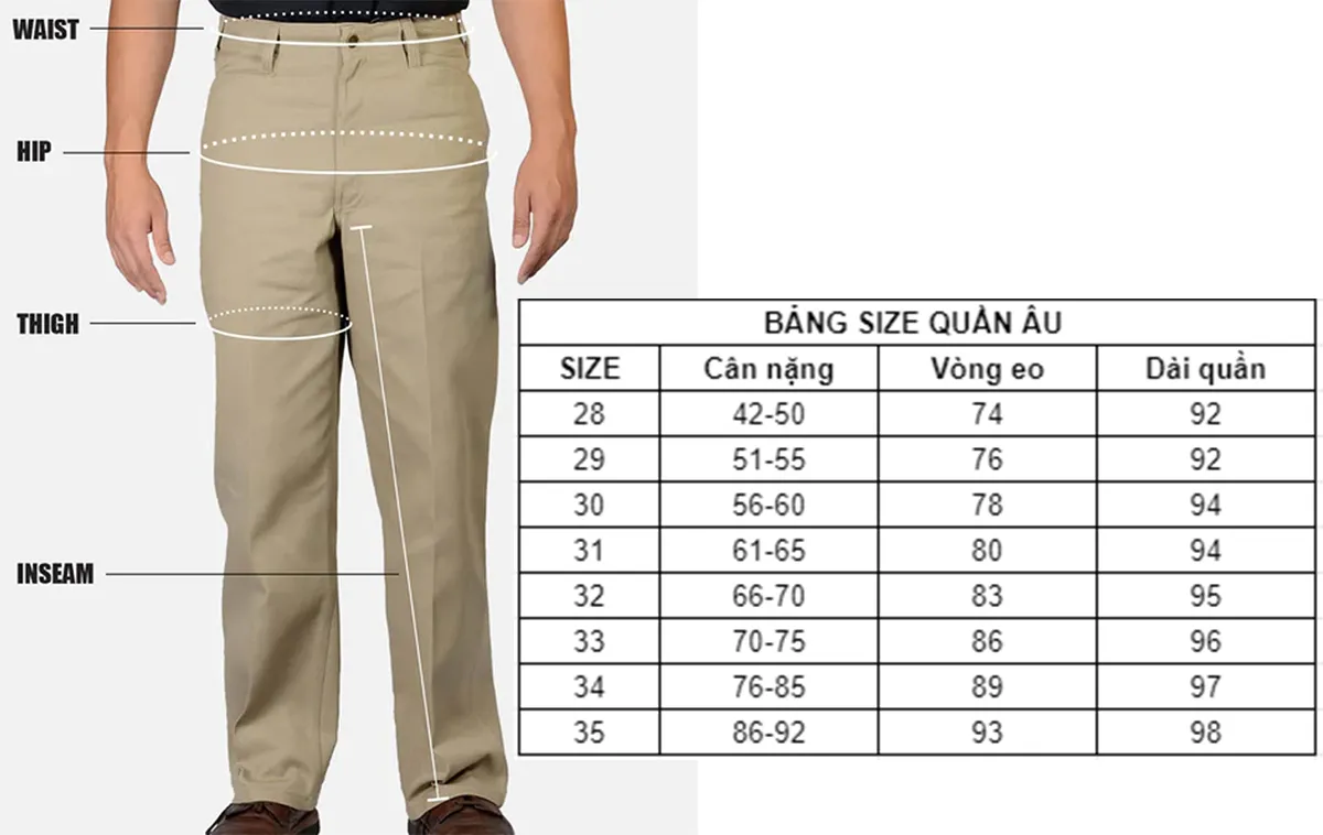 Cách chọn size quần tây nam chuẩn form và vừa vặn với vóc dáng